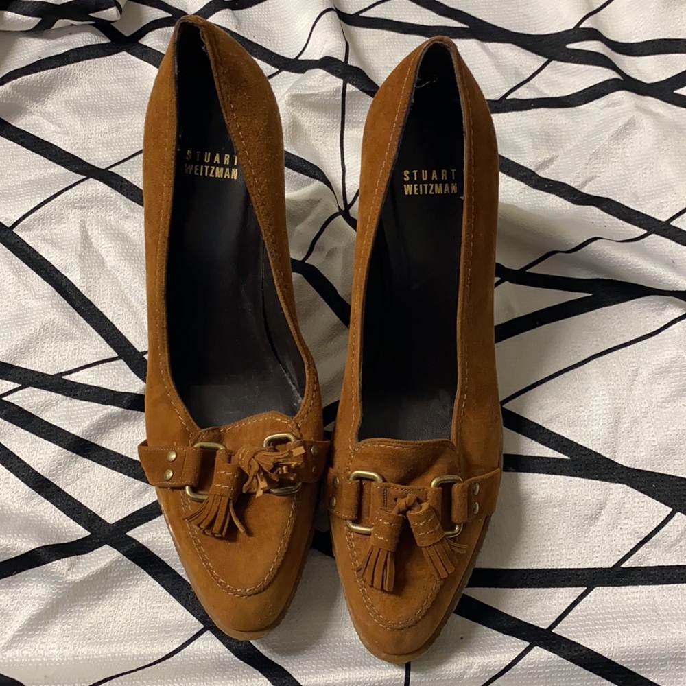 Stuart Weitzman Beautiful Suede Camel Tassels Shoes C… - Gem